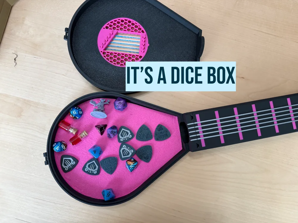 Bard's Lute Dice Box & Tower by Hilliard Hall Games MakerWorld ...