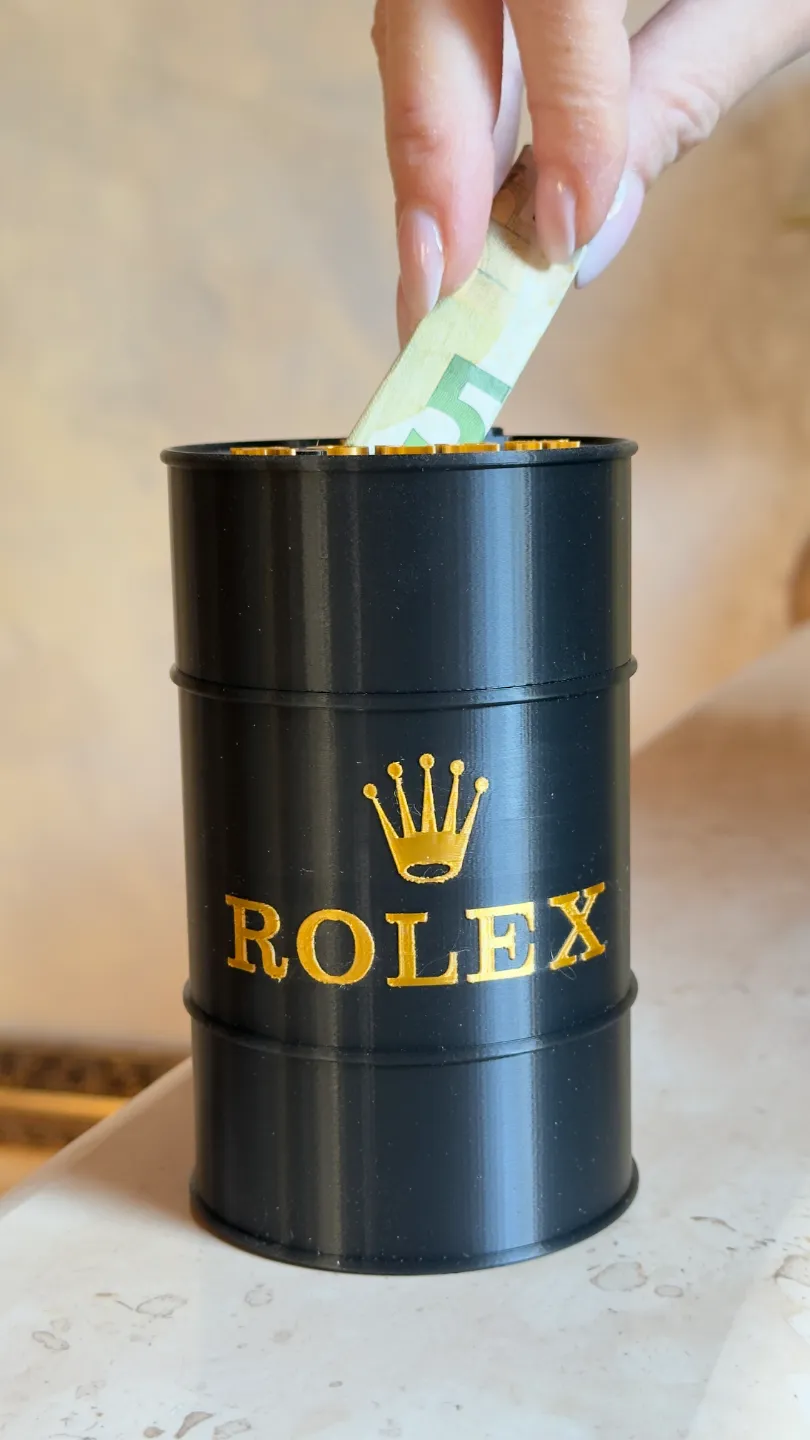 Rolex Oil Can Piggy Bank by Max_VF2 MakerWorld: Download Free 3D Models