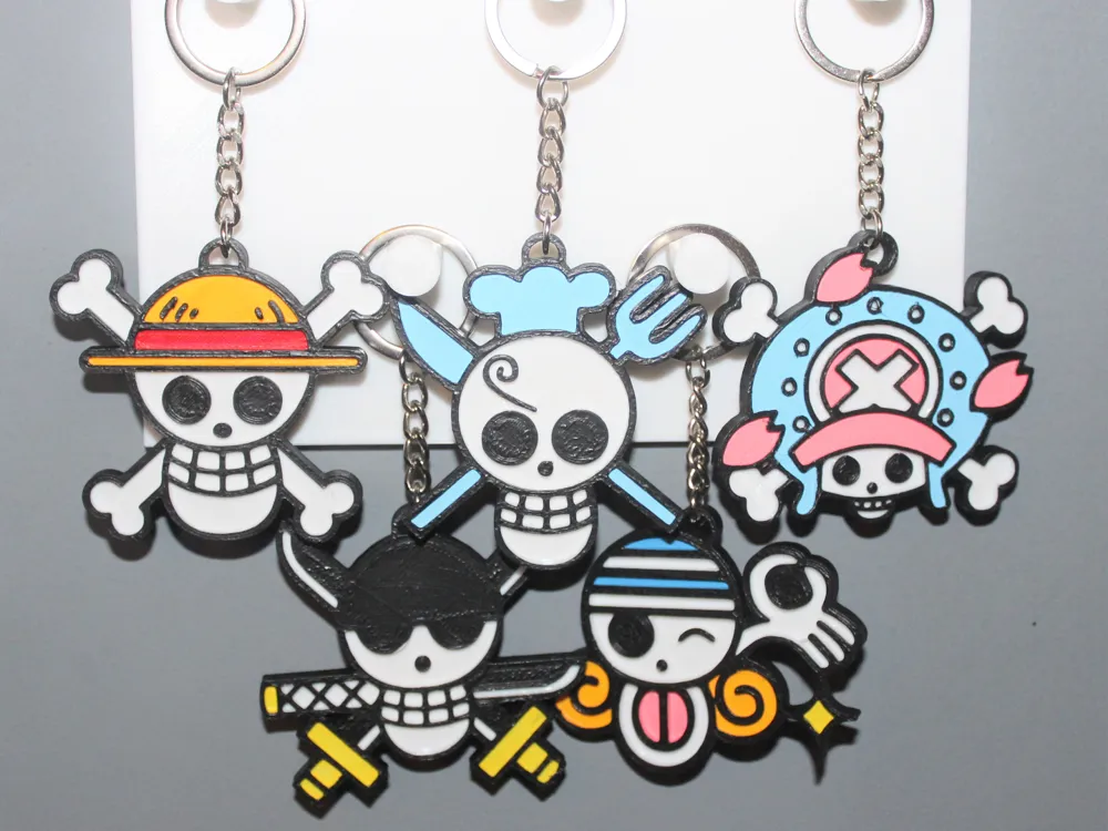 One Piece Flag Keychain Set of 5 - Free 3D Print Model - MakerWorld