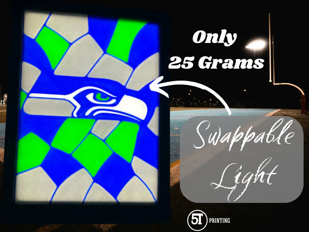 Seattle Seahawks light (swappable glass) - Free 3D Print Model - MakerWorld