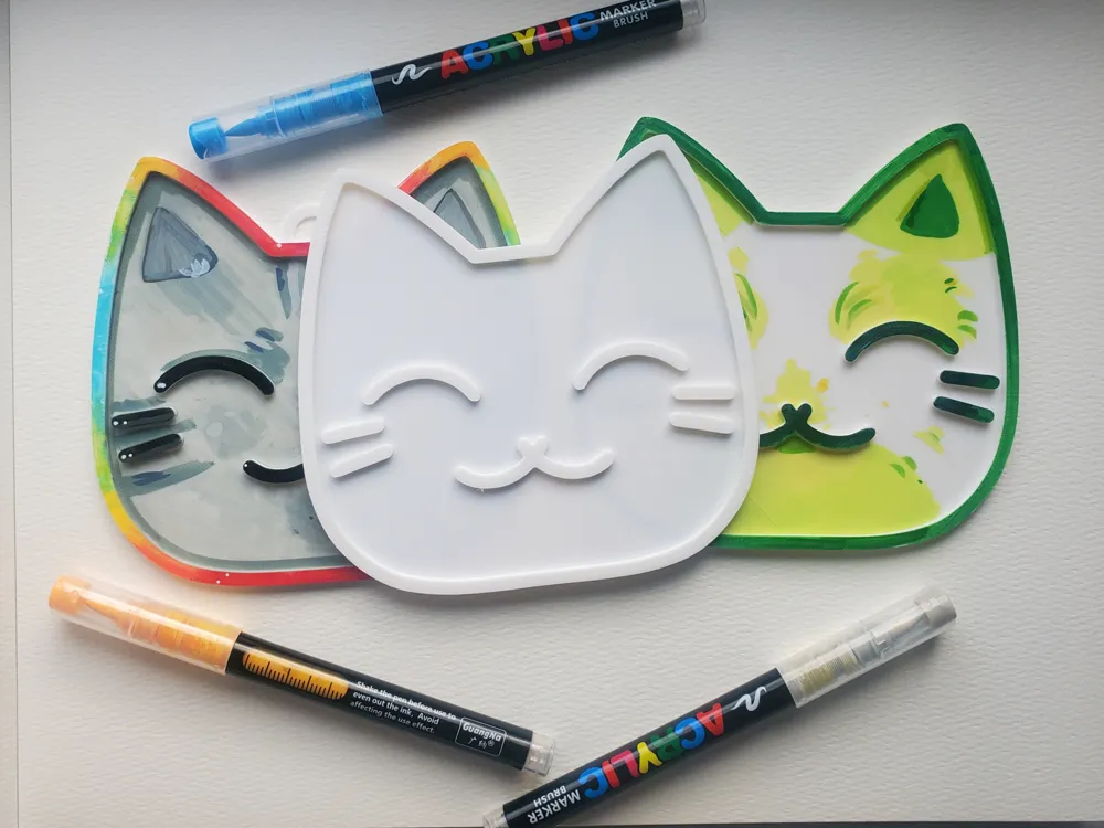 Happy Cat Coloring Charm/Ornament/Plate by byterr MakerWorld: Download ...