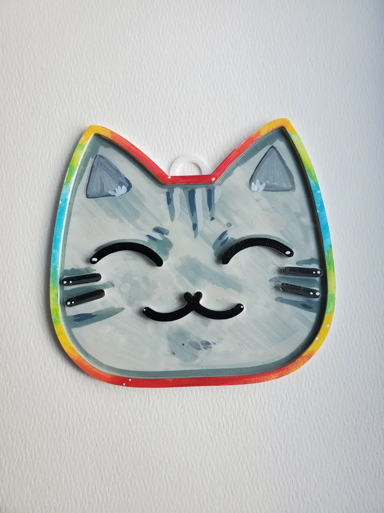 Happy Cat Coloring Charm/Ornament/Plate by byterr MakerWorld: Download ...