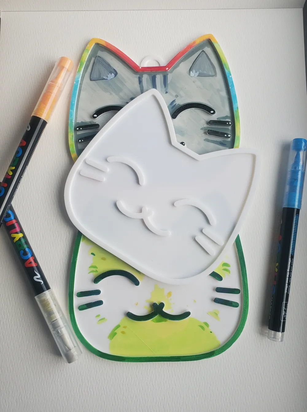 Happy Cat Coloring Charm/Ornament/Plate by byterr MakerWorld: Download ...