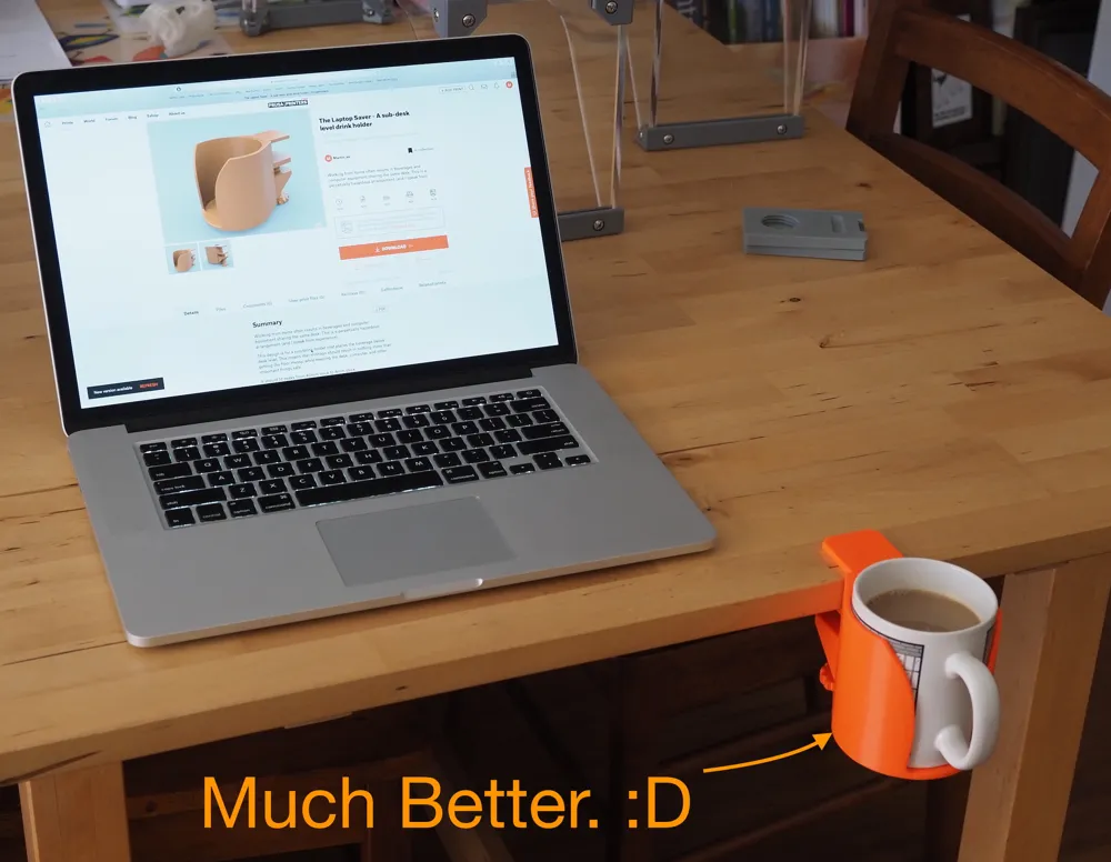 The Laptop Saver - A sub-desk level drink holder by Martin_au - MakerWorld