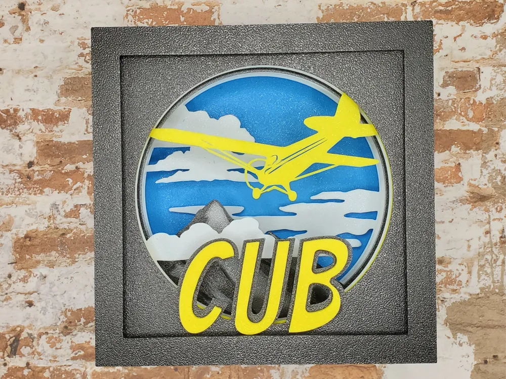 Piper Cub Shadow Box Aviation Wall or Desk Art by Fight2Fly - MakerWorld