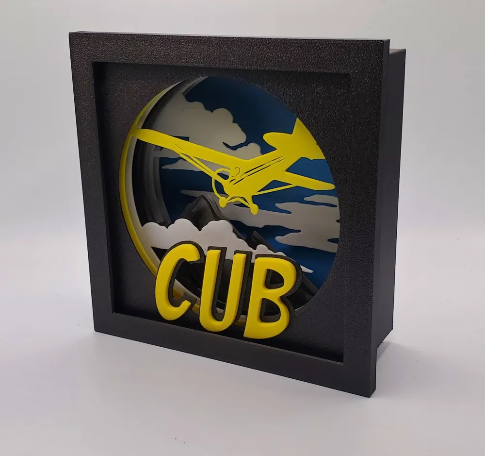 Piper Cub Shadow Box Aviation Wall or Desk Art by Fight2Fly - MakerWorld