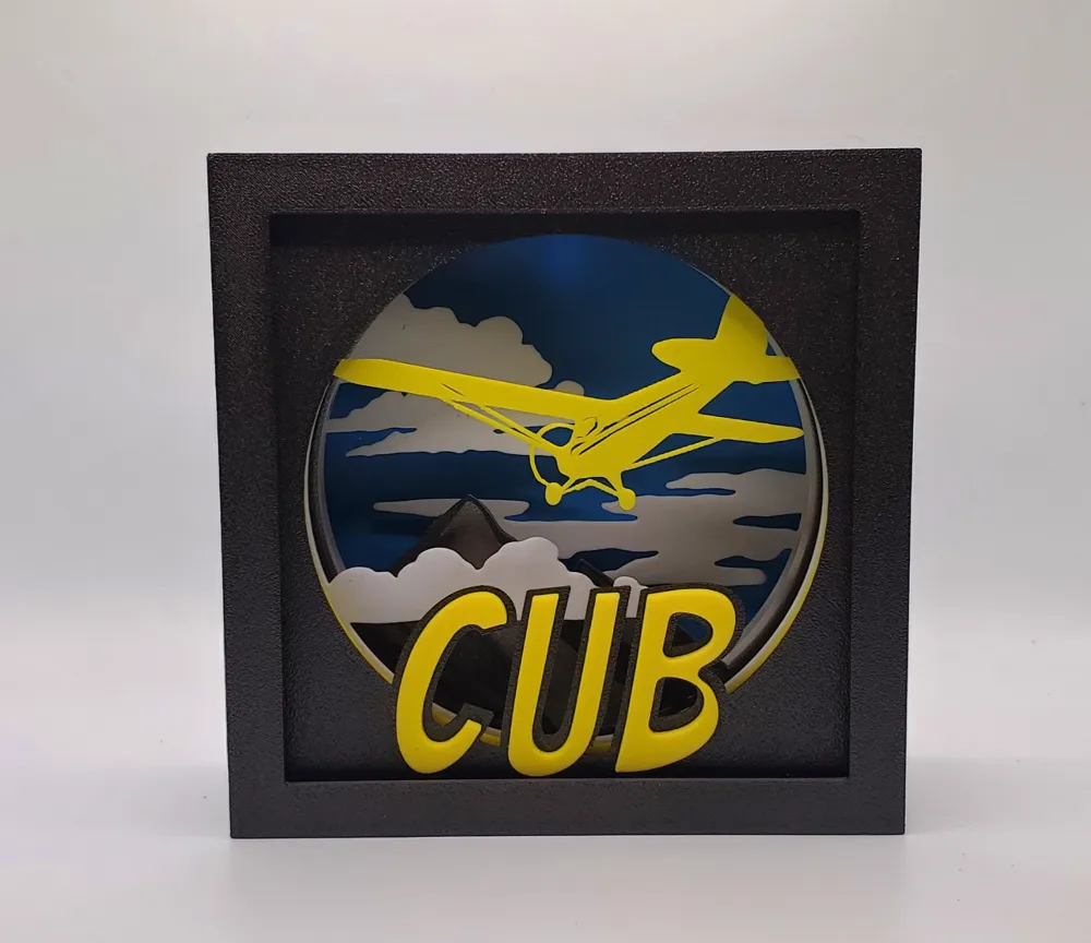 Piper Cub Shadow Box Aviation Wall or Desk Art by Fight2Fly - MakerWorld