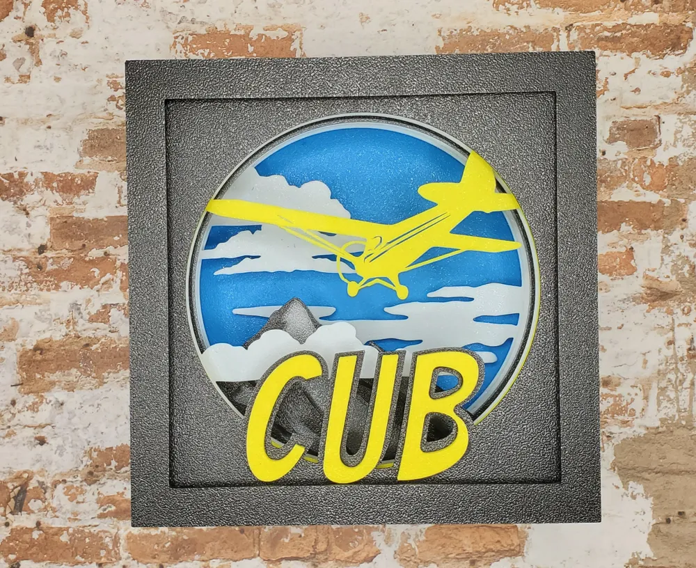 Piper Cub Shadow Box Aviation Wall or Desk Art by Fight2Fly - MakerWorld