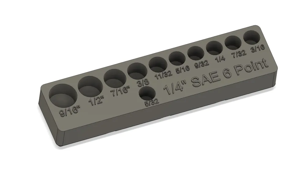 1/4" SAE 6 point, Gridfinity socket for Craftsman by Fabrication Labs ...