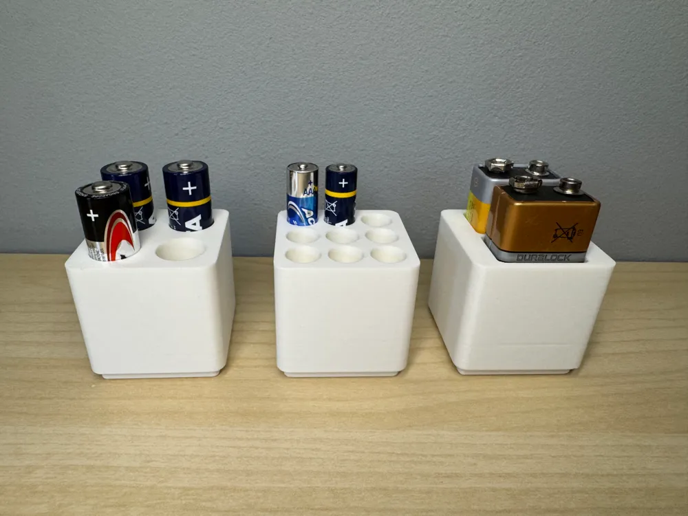 Gridfinity Battery Holder (AA/AAA/9V) by Lukas MakerWorld: Download Free 3D Models