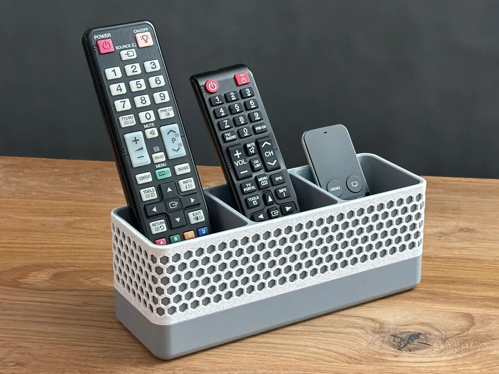 Remote Control Holder "Hex" - Free 3D Print Model - MakerWorld