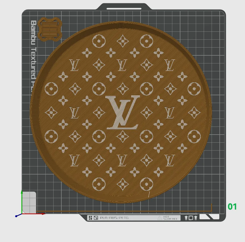 Round Tray/LV Monogram Pattern - Free 3D Print Model - MakerWorld