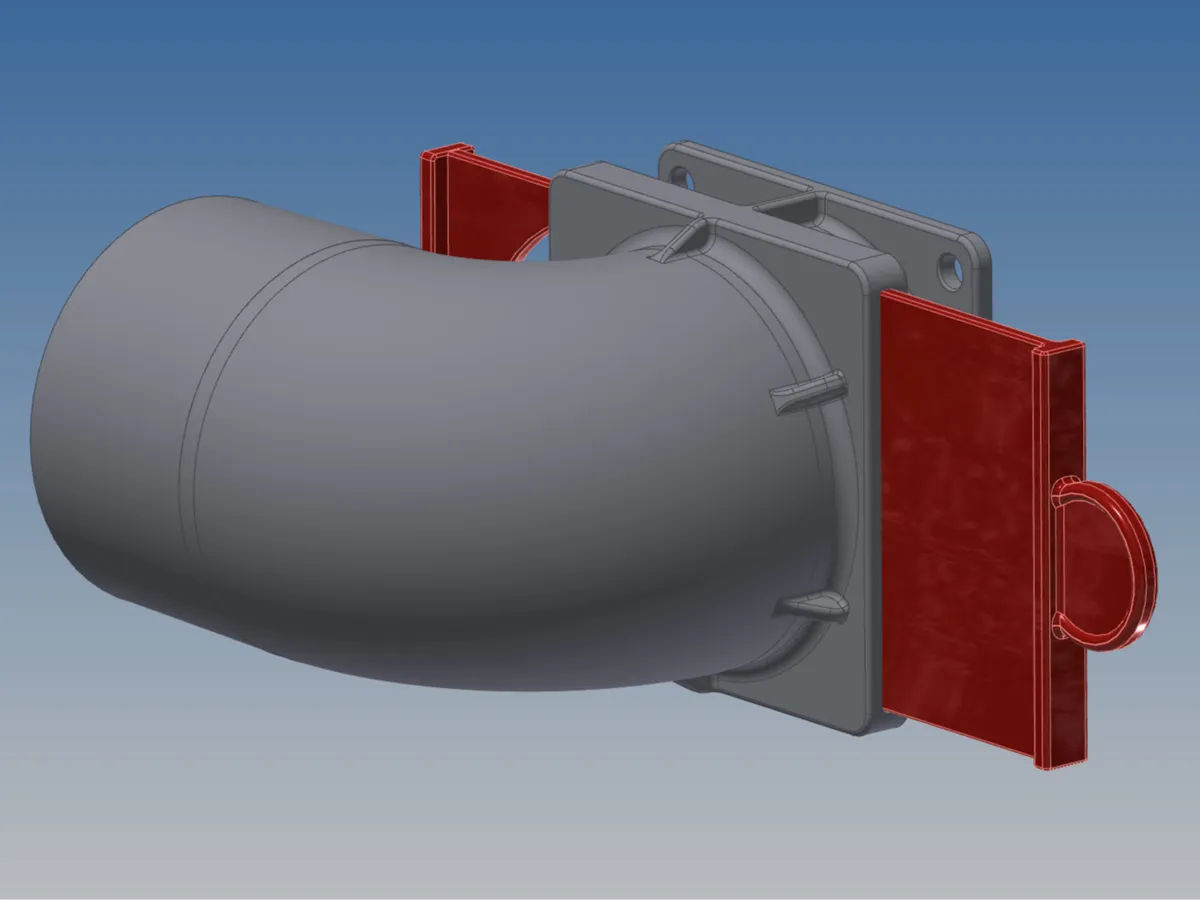 Curved flange with gate valve, 75mm pipe diameter - Free 3D Print Model ...