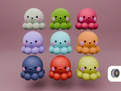 Chibi Octo Buddy | A Cute mini octopus (keychain) by Mike.stl ...