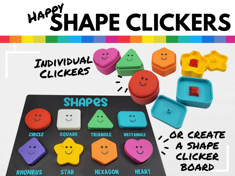 Happy Shape Clickers Board and Individual Kawaii by STEMStarters ...