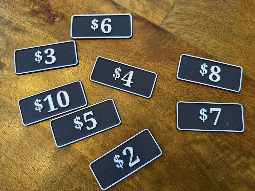 Price Tags - Dollars - 1 to 10 - Free 3D Print Model - MakerWorld