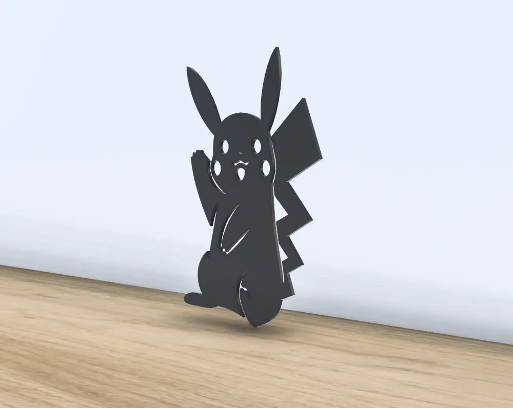 Waving Pikachu - 2d silhouette - AI Generated by JF-699 - MakerWorld