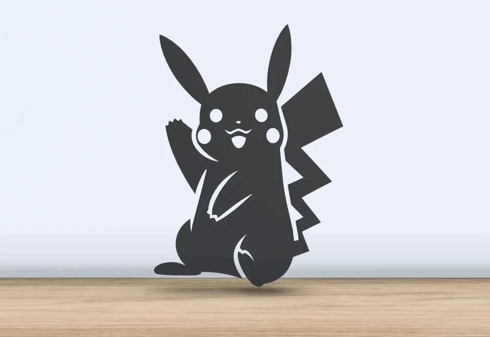 Waving Pikachu - 2d silhouette - AI Generated by JF-699 - MakerWorld