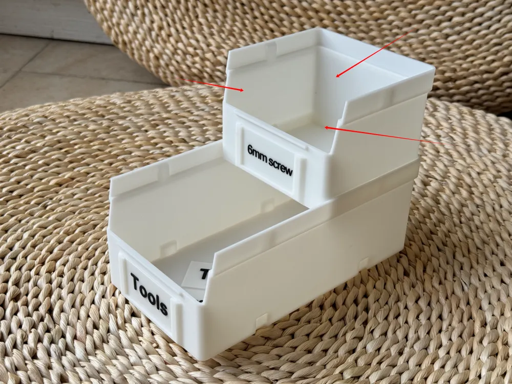 Half sized interchangeable label stackable box by Kass 3D Lab - MakerWorld