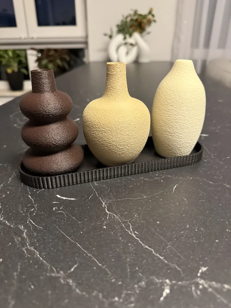 NORDÉ Collection three fuzzy skin vases and tray - Free 3D Print Model - MakerWorld