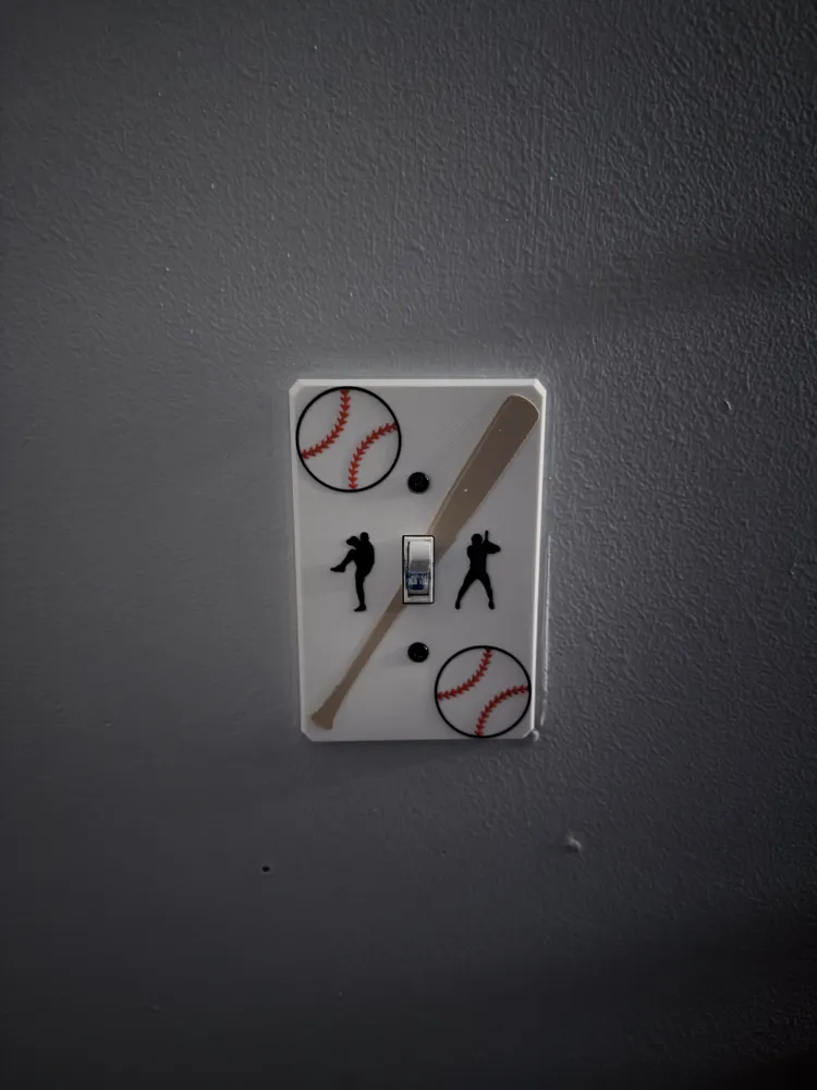 Baseball Themed Light Switch Cover - Free 3D Print Model - MakerWorld