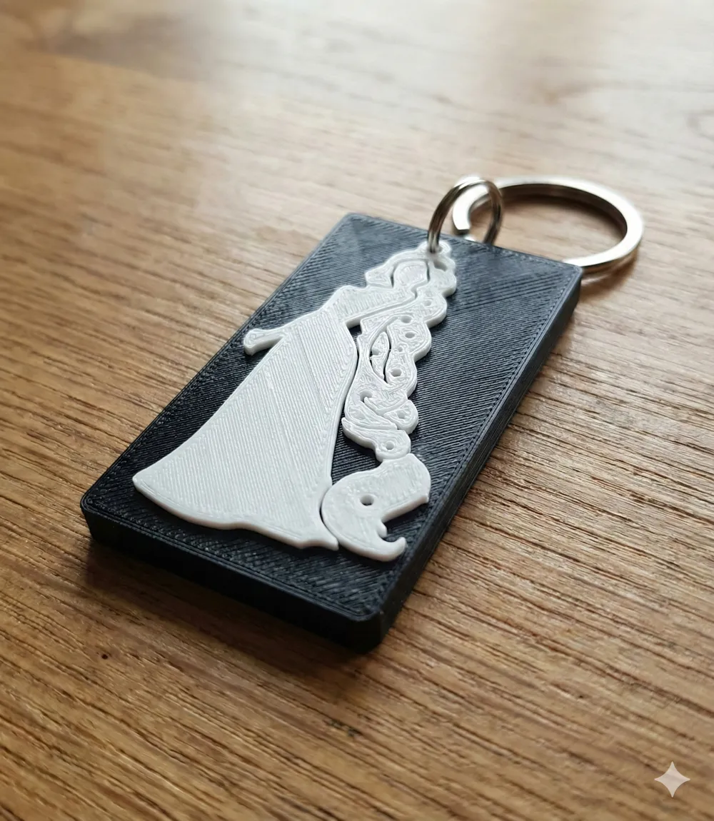 Rapunzel Silhouette Keychain - Easy Multicolor - Free 3D Print Model ...