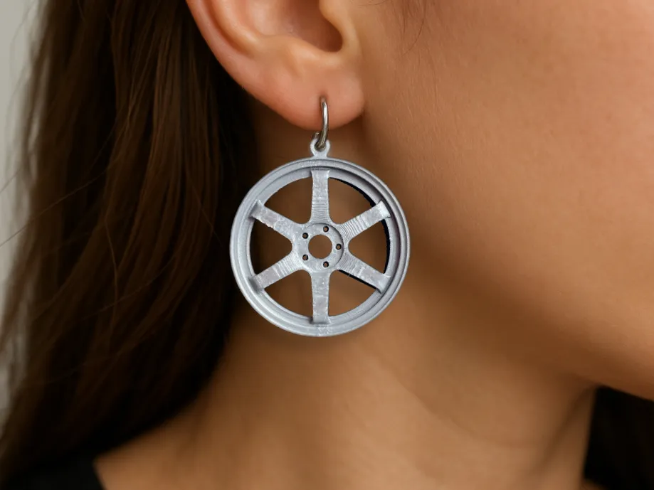 Iconic JDM TE37 wheel rim earrings for car girls by djDon MakerWorld ...