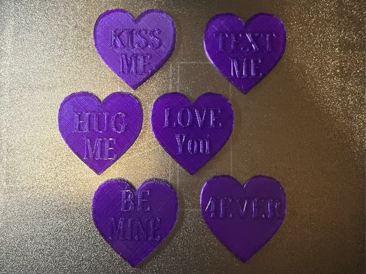 Valentines Day Conversation Hearts, No AMS, 1 hr - Free 3D Print Model ...