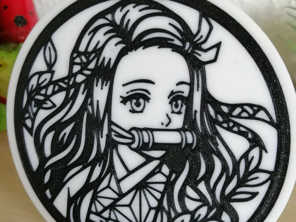Nezuko Kamado Portrait Coaster - Free 3D Print Model - MakerWorld