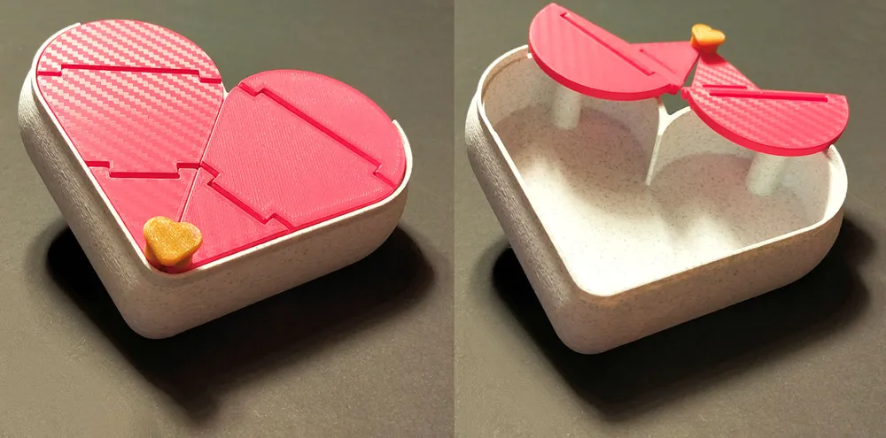 Captivating Heart Box (folding lids) by WimV - MakerWorld