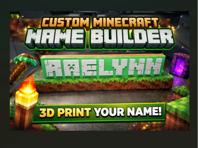 Custom Minecraft Name Builder with Torch or Portal - Free 3D Print ...