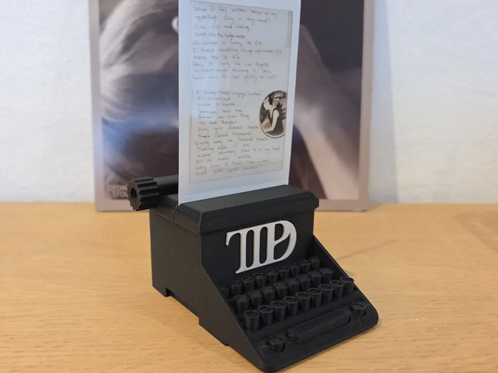 Taylor Swift - TTPD Type Writer (Photo Stand) - Free 3D Print Model ...
