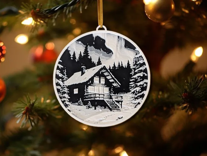 Christmas Cottage Ornament by Alexis_ - MakerWorld