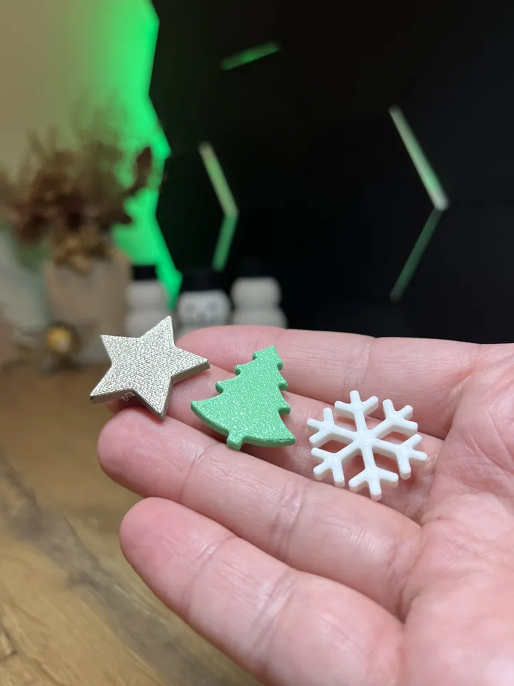 Mini Christmas Decoration Set: Tree, Flake & Stars - Free 3D Print ...