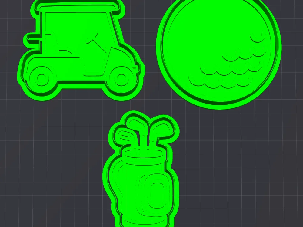 GOLF COOKIE CUTTER AND FONDANT STAMP SET 3PCE - Free 3D Print Model ...