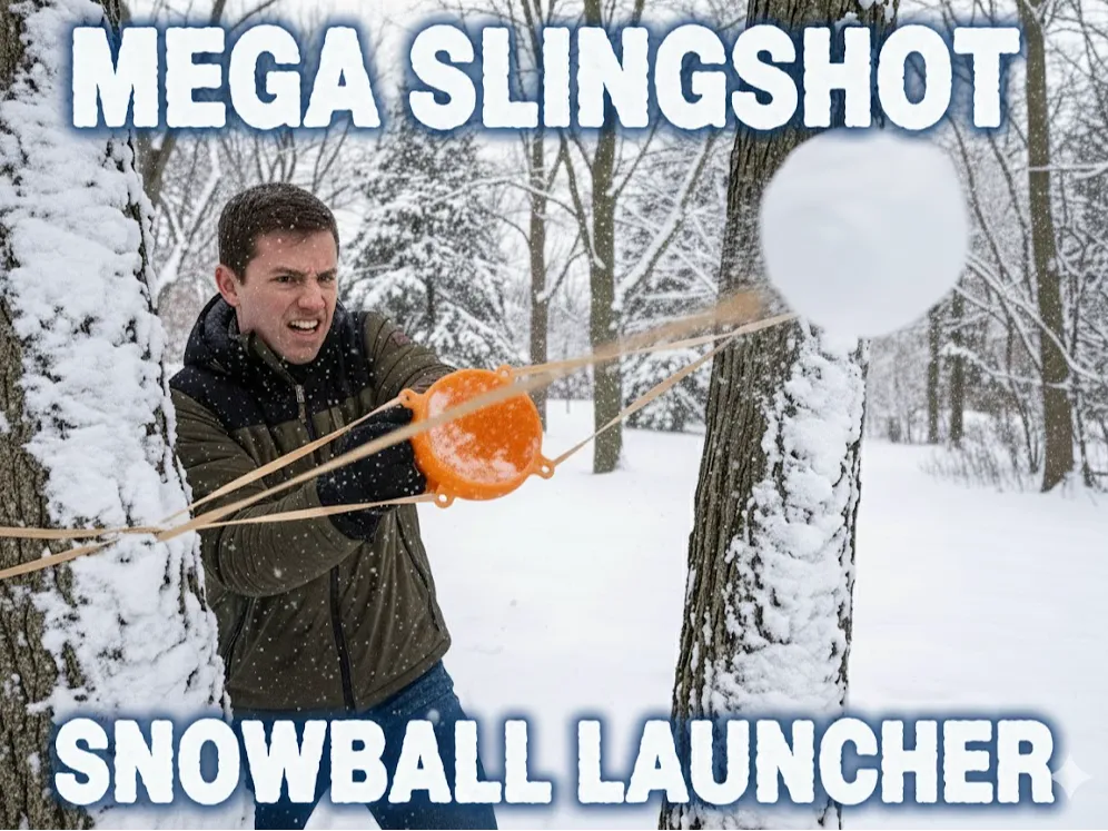 MEGA SLINGSHOT SNOWBALL LAUNCHER - Free 3D Print Model - MakerWorld