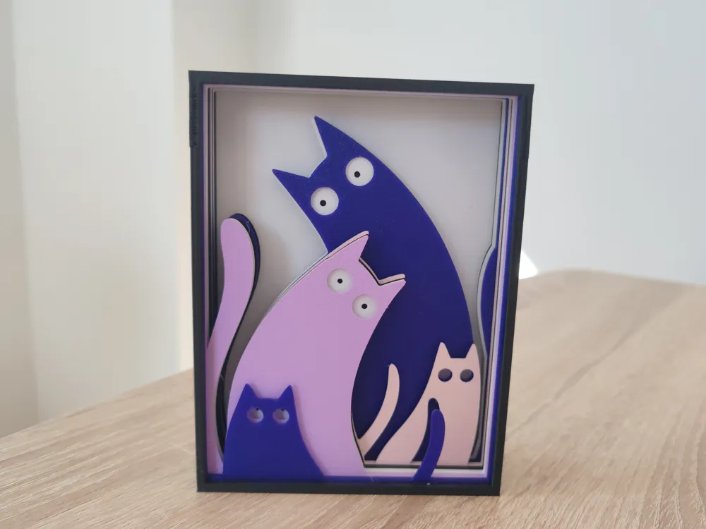 Curious Cat Shadow Box by Desgineer MakerWorld: Download Free 3D Models