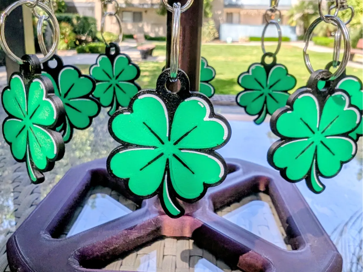 St. Patrick’s Day Four Leaf Clover Keychain - Free 3D Print Model ...
