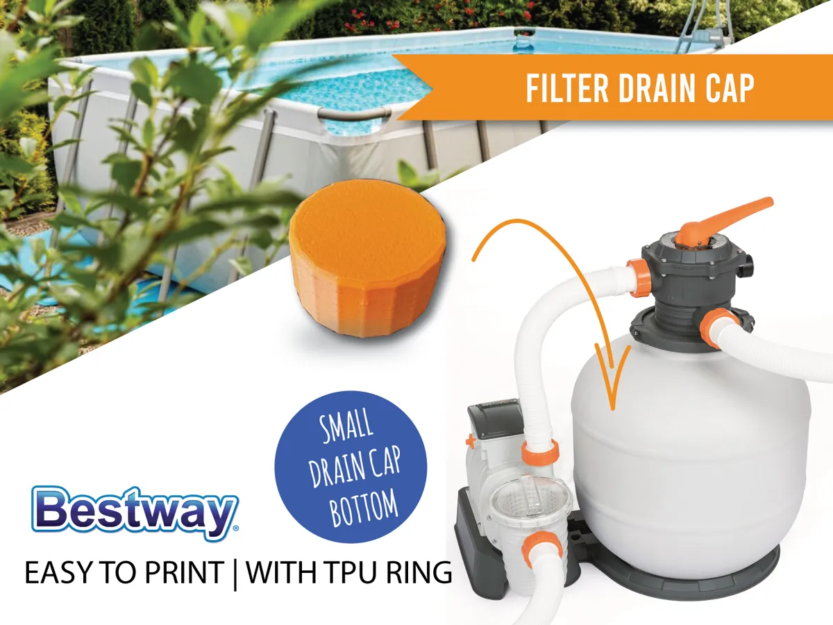 Bestway Flowclear Drain Filter Crew Cap with Ring - Free 3D Print Model ...