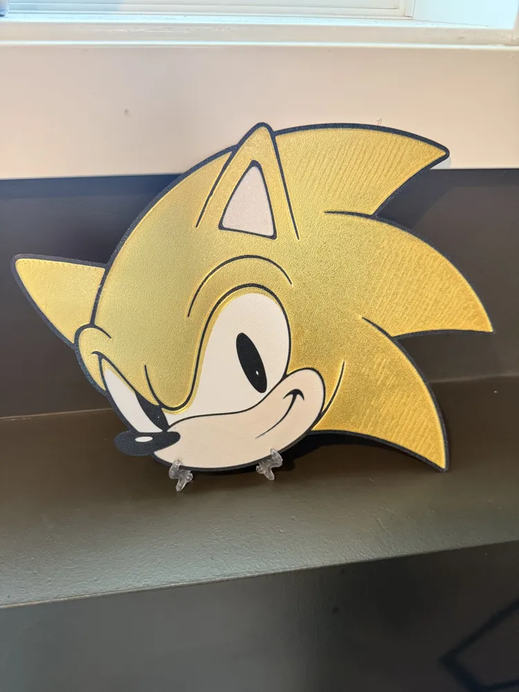 Gold Sonic Giant Head - Free 3D Print Model - MakerWorld