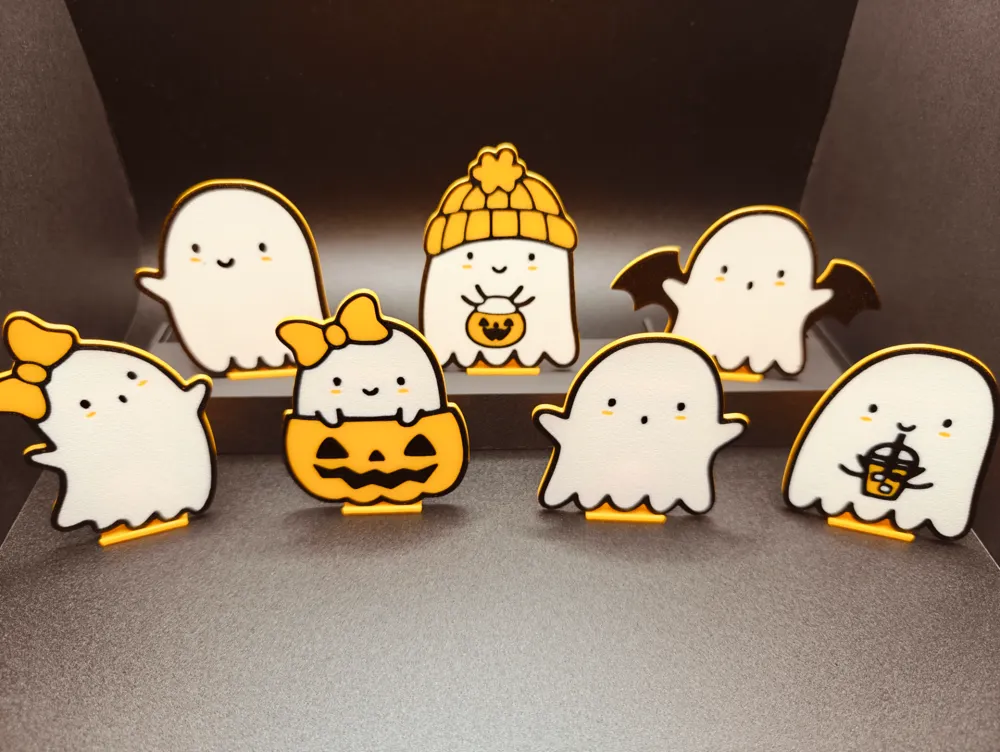 Cute Halloween Ghost Stickers - Stands Included by 0atz - MakerWorld