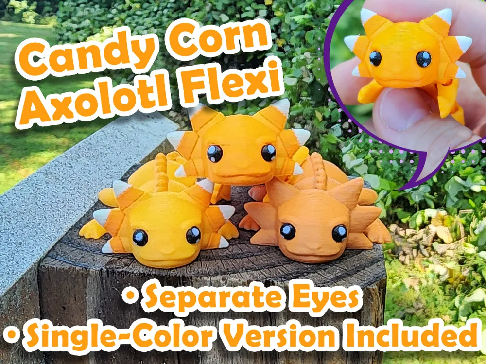 Candy Corn Axolotl Flexi by Cosmo Moore MakerWorld: Download Free 3D Models