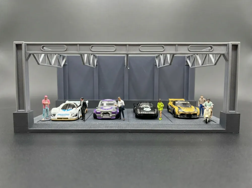 1/64 Open Garage Showroom Diorama - Free 3D Print Model - MakerWorld