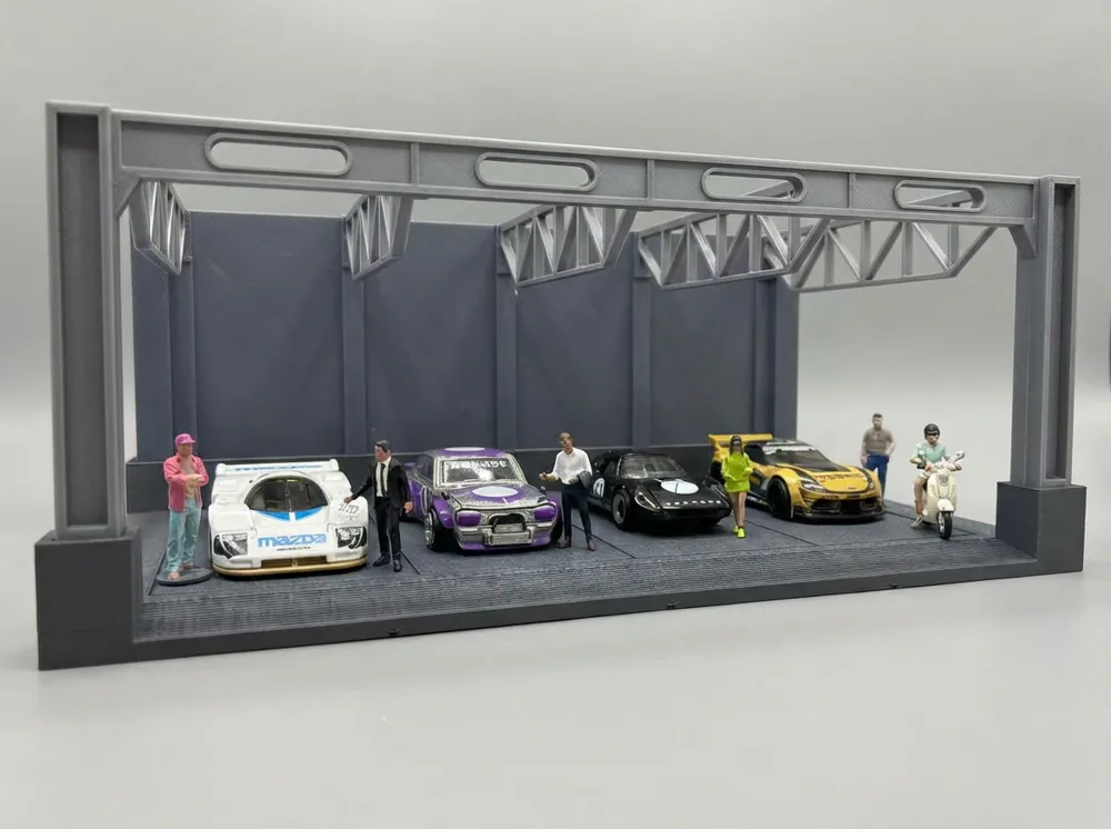 1/64 Open Garage Showroom Diorama - Free 3D Print Model - MakerWorld
