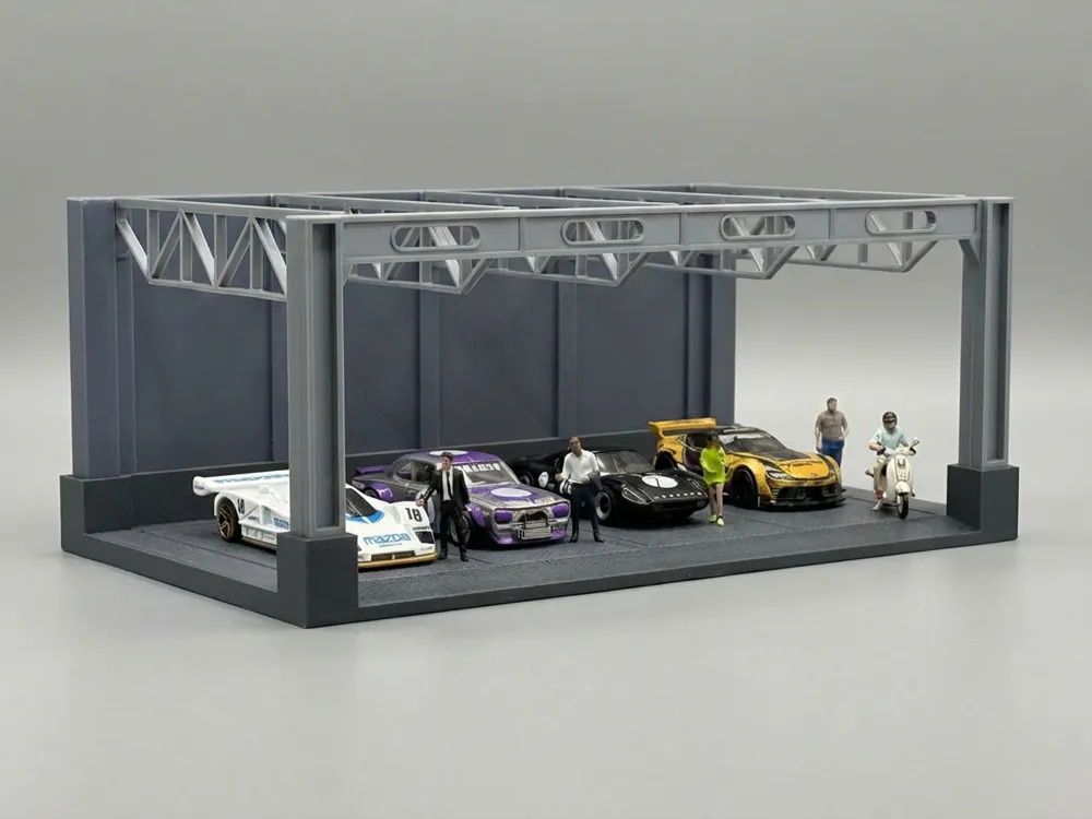 1/64 Open Garage Showroom Diorama - Free 3D Print Model - MakerWorld