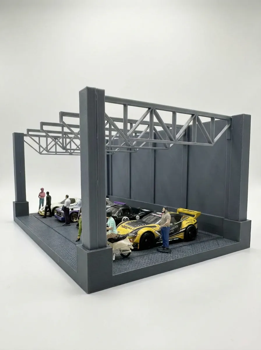 1/64 Open Garage Showroom Diorama - Free 3D Print Model - MakerWorld