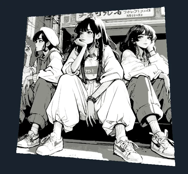HueForge - Anime Girls on the street. (Black, Grey, White) by leealpha7 ...