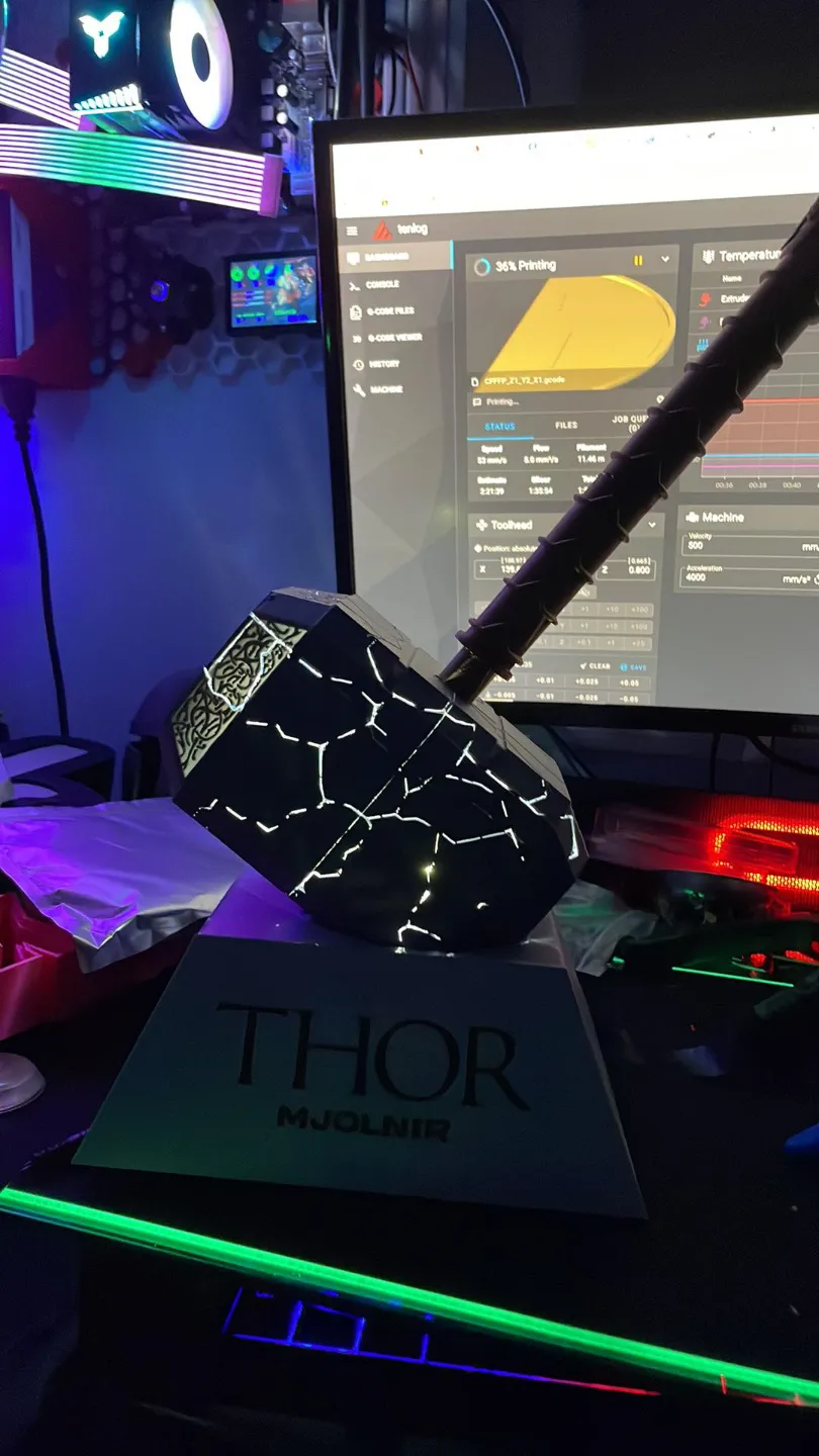 Cracked Mjolner With Wireless Leds and Base (Cracked Thor Hammer) by ...