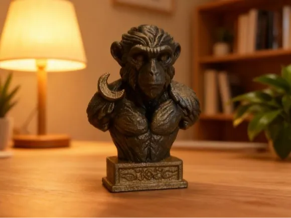 Mythic Monkey Warrior Bust - Free 3D Print Model - MakerWorld