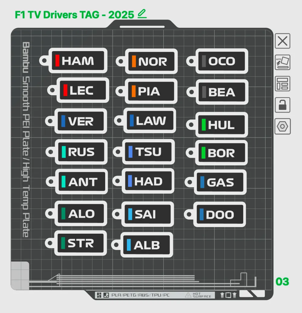F1 Drivers Name TAG v5 by LetMePrint MakerWorld: Download Free 3D Models